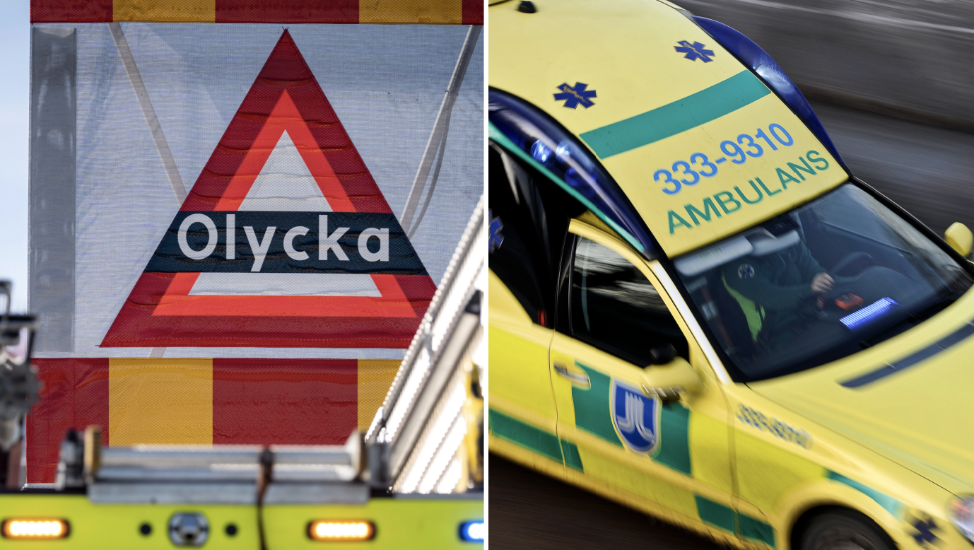 Man vårdas för livshotande skador efter frontalkrock