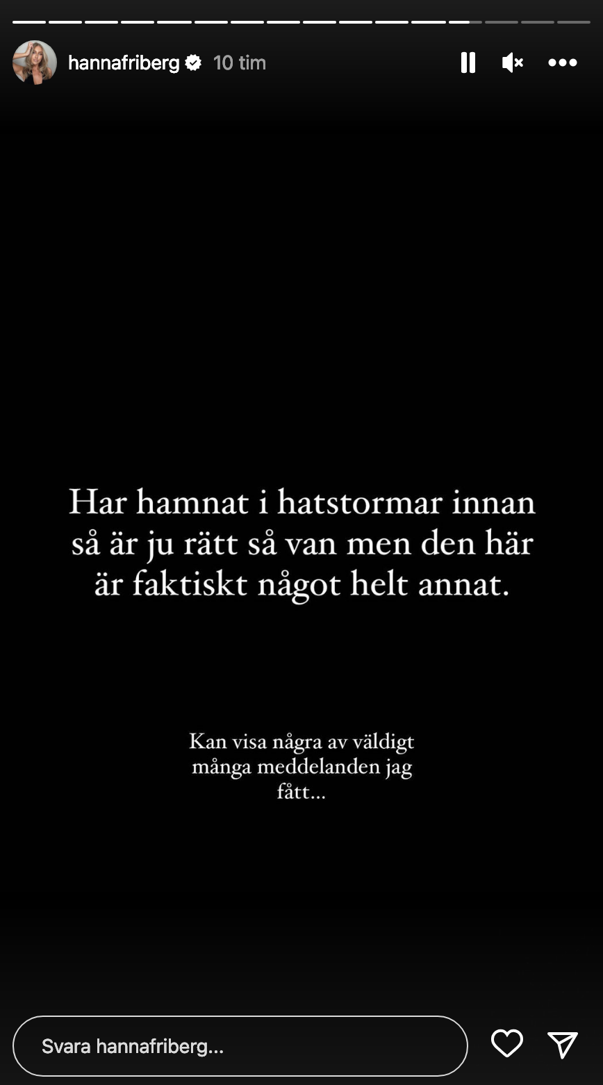Hanna Friberg hotas efter videon från Stockholmsderbyt – nu svarar hon