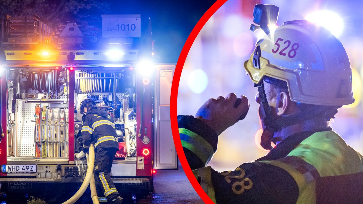 Kraftig brand i garage i Haninge – risk för spridning
