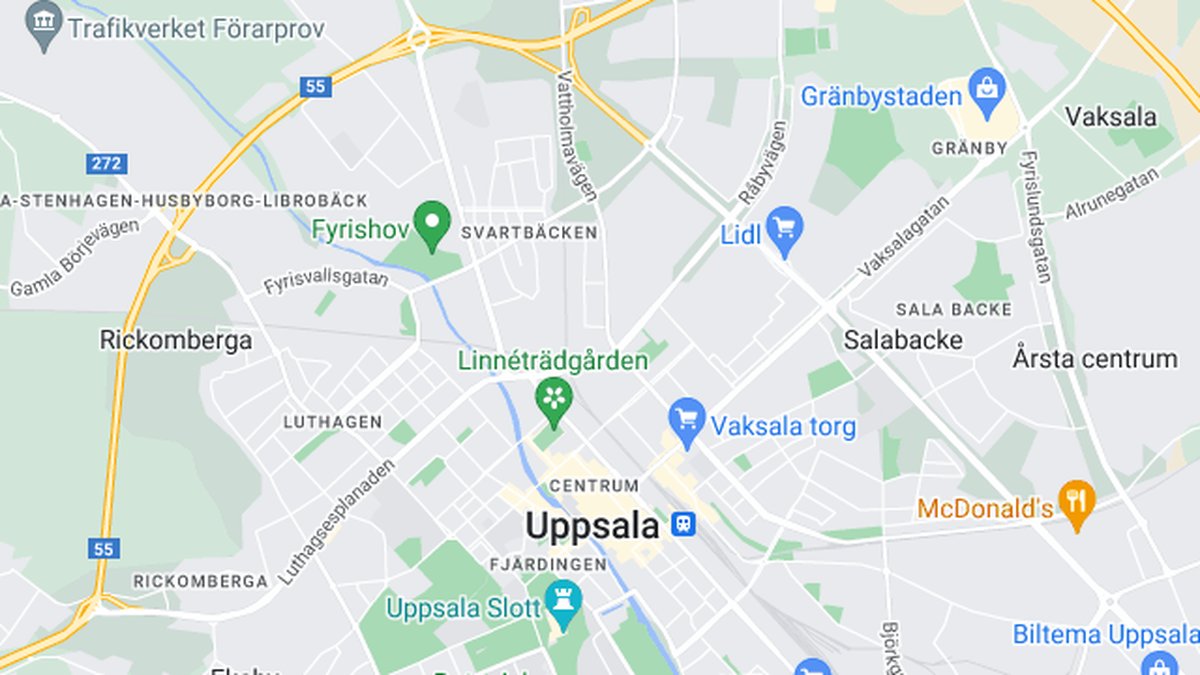 Polisen i Uppsala rapporterar om brand