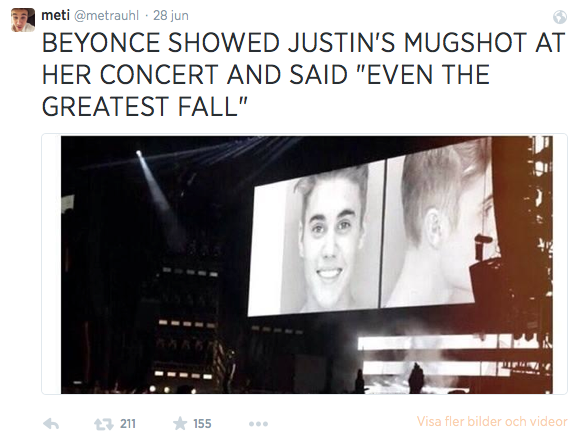 Beyoncé om Justin Bieber: "Även den bäste kan falla"