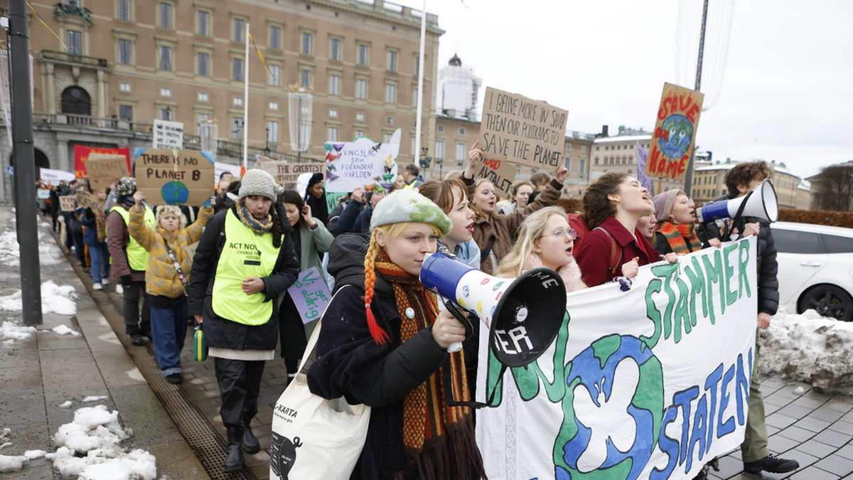 Unga klimataktivister tågade till rätten